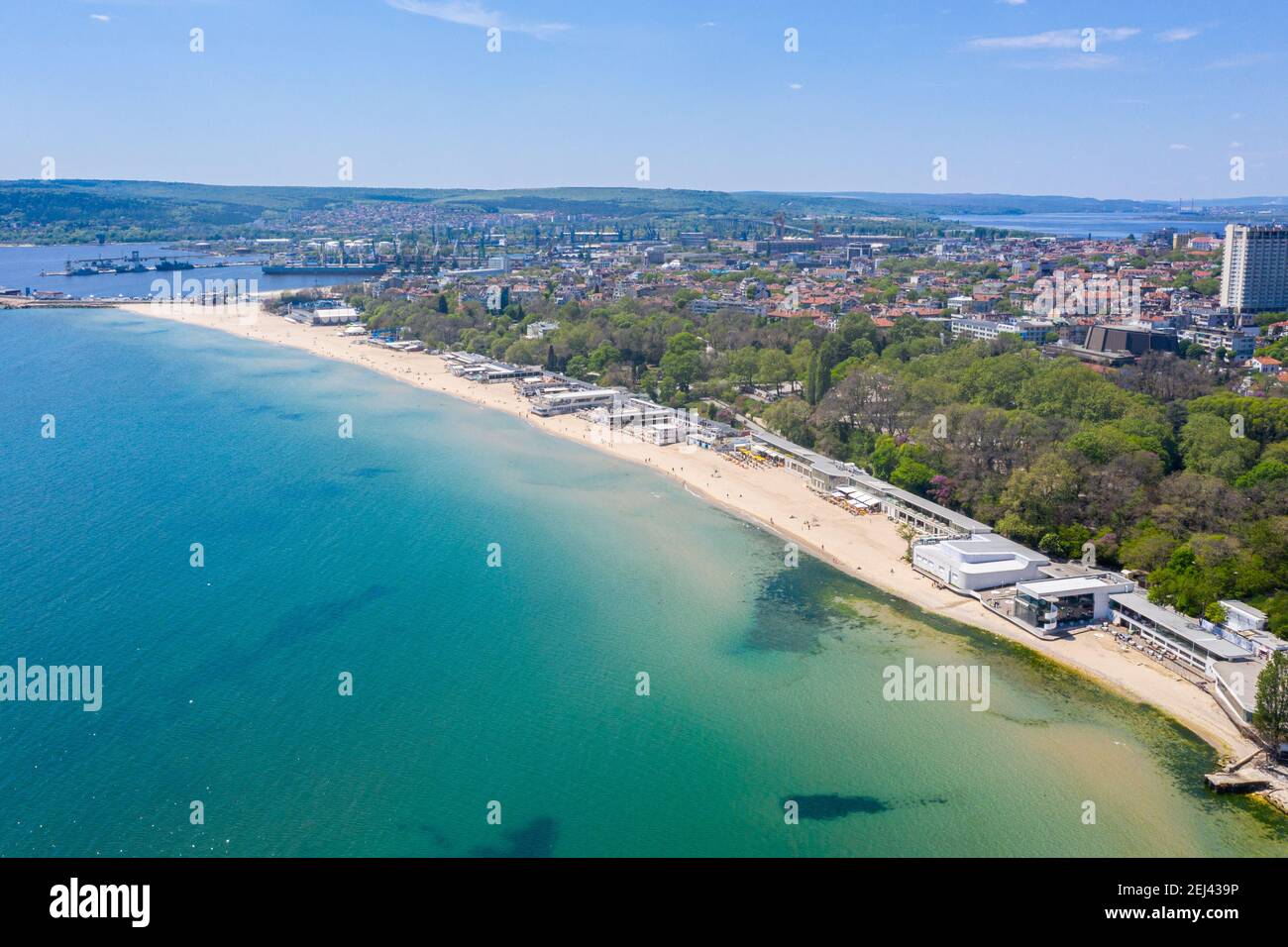 Aerial view of the central beach of the bulgarian town Varna Stock ...
