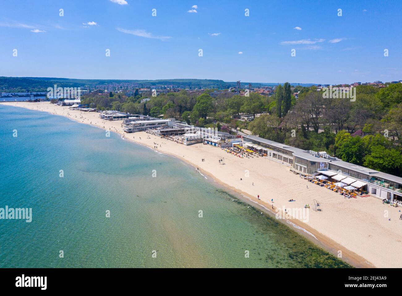 Aerial view of the central beach of the bulgarian town Varna Stock ...