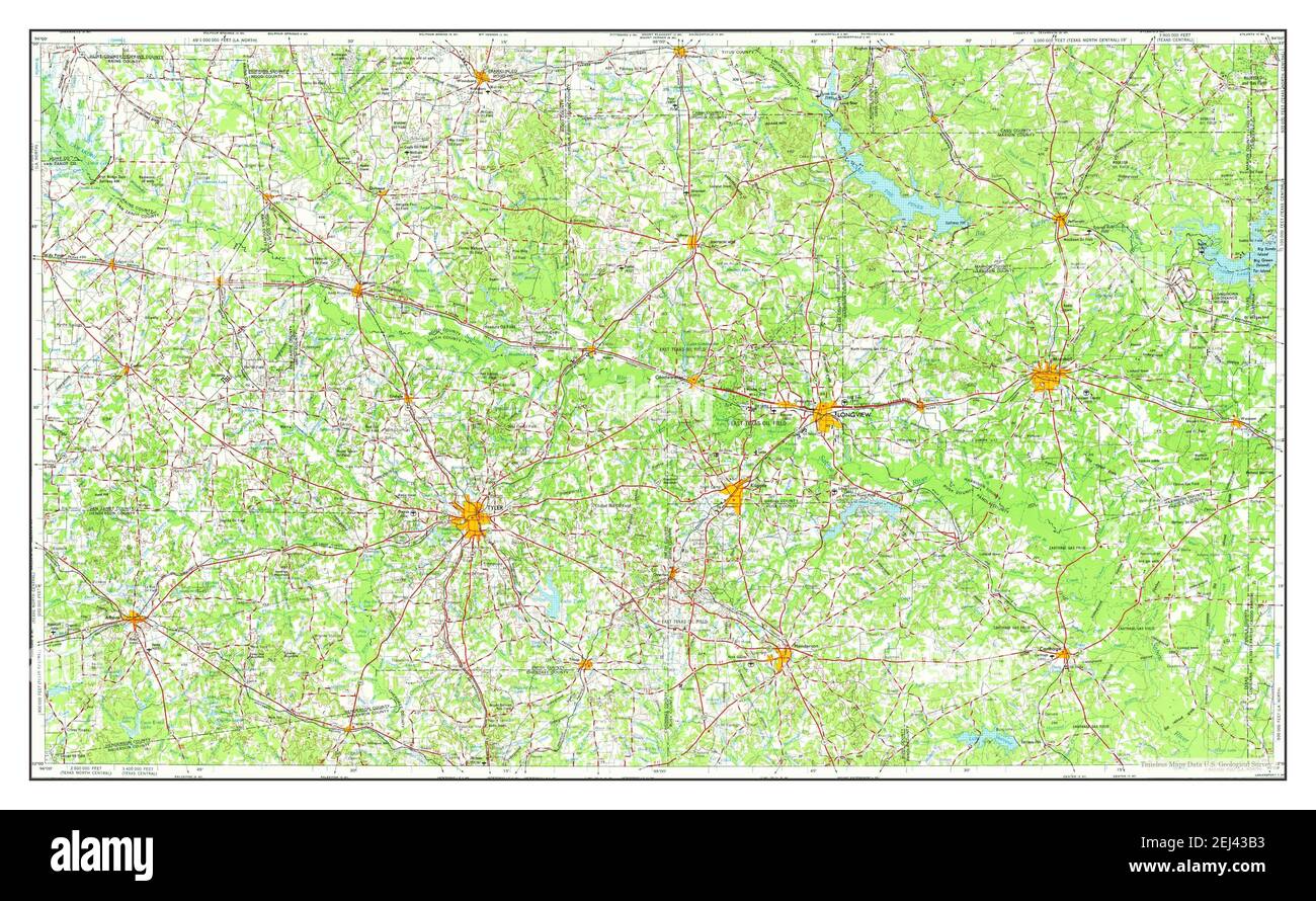 Tyler, Texas, map 1956, 1:250000, United States of America by Timeless ...