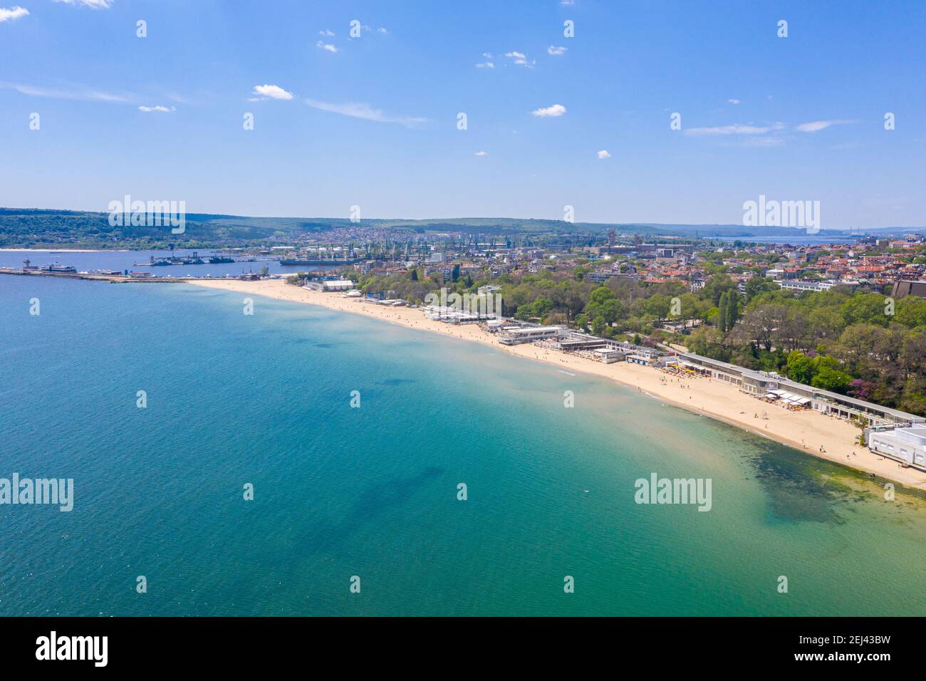 Aerial view of the central beach of the bulgarian town Varna Stock ...