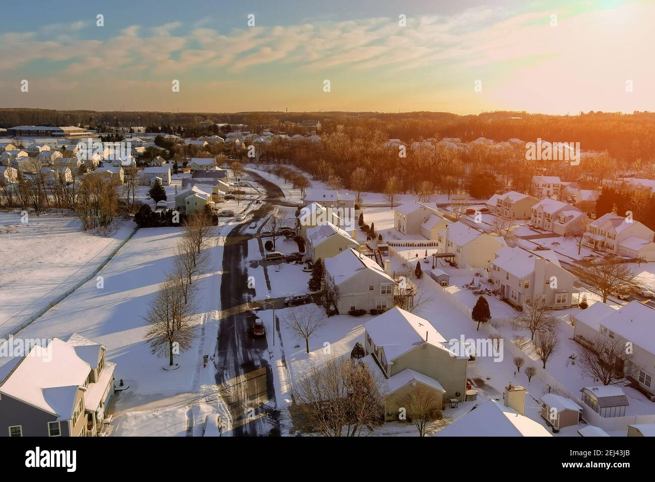 America peaceful landscape snow amazing winter sunset scenery in ...