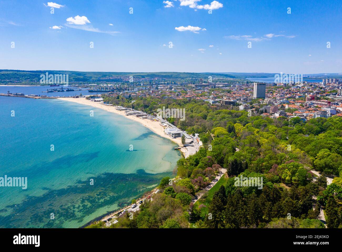 Aerial view of the central beach of the bulgarian town Varna Stock ...