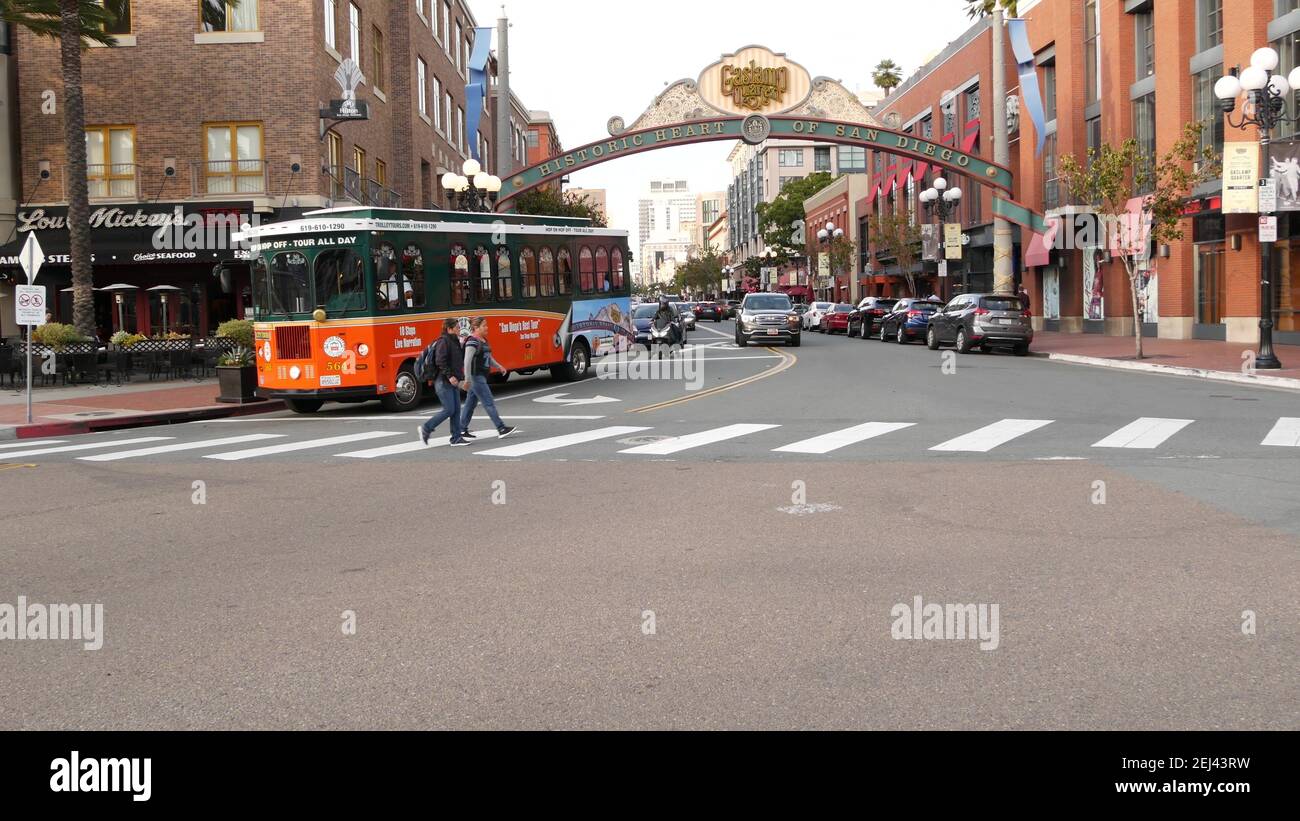 SAN DIEGO, CALIFORNIA USA - 30 JAN 2020: Gaslamp Quarter historic ...