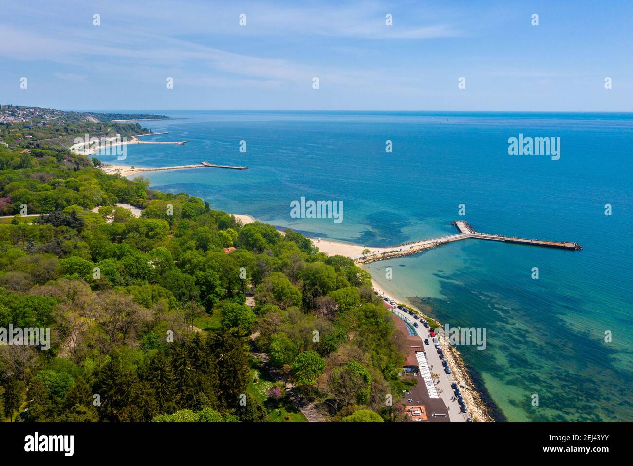 Aerial view of the central beach of the bulgarian town Varna Stock ...