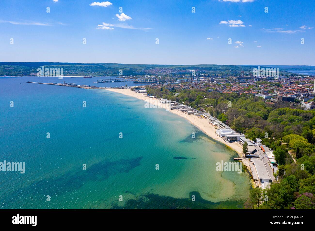 Aerial view of the central beach of the bulgarian town Varna Stock ...