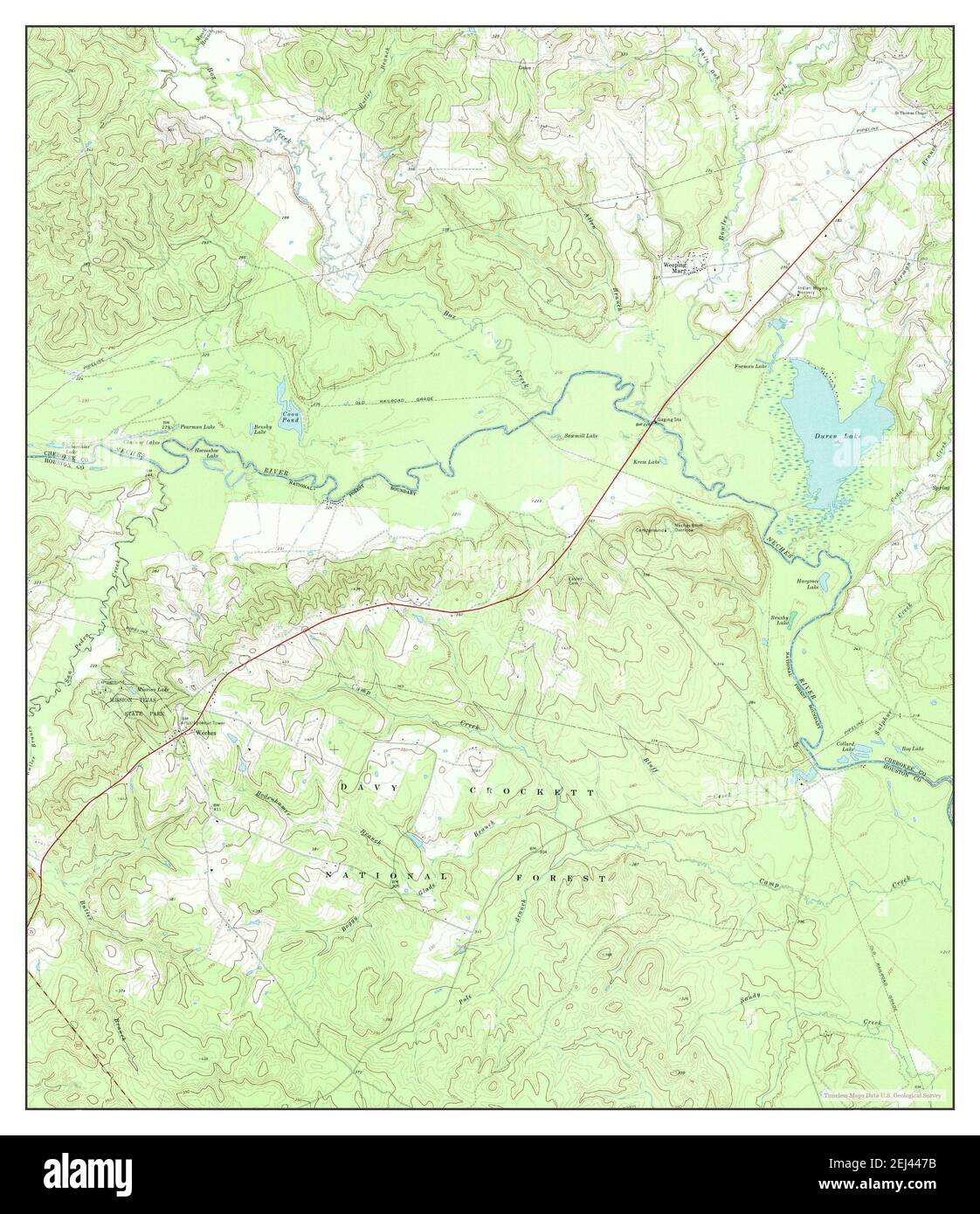 Weches, Texas, map 1973, 1:24000, United States of America by Timeless ...
