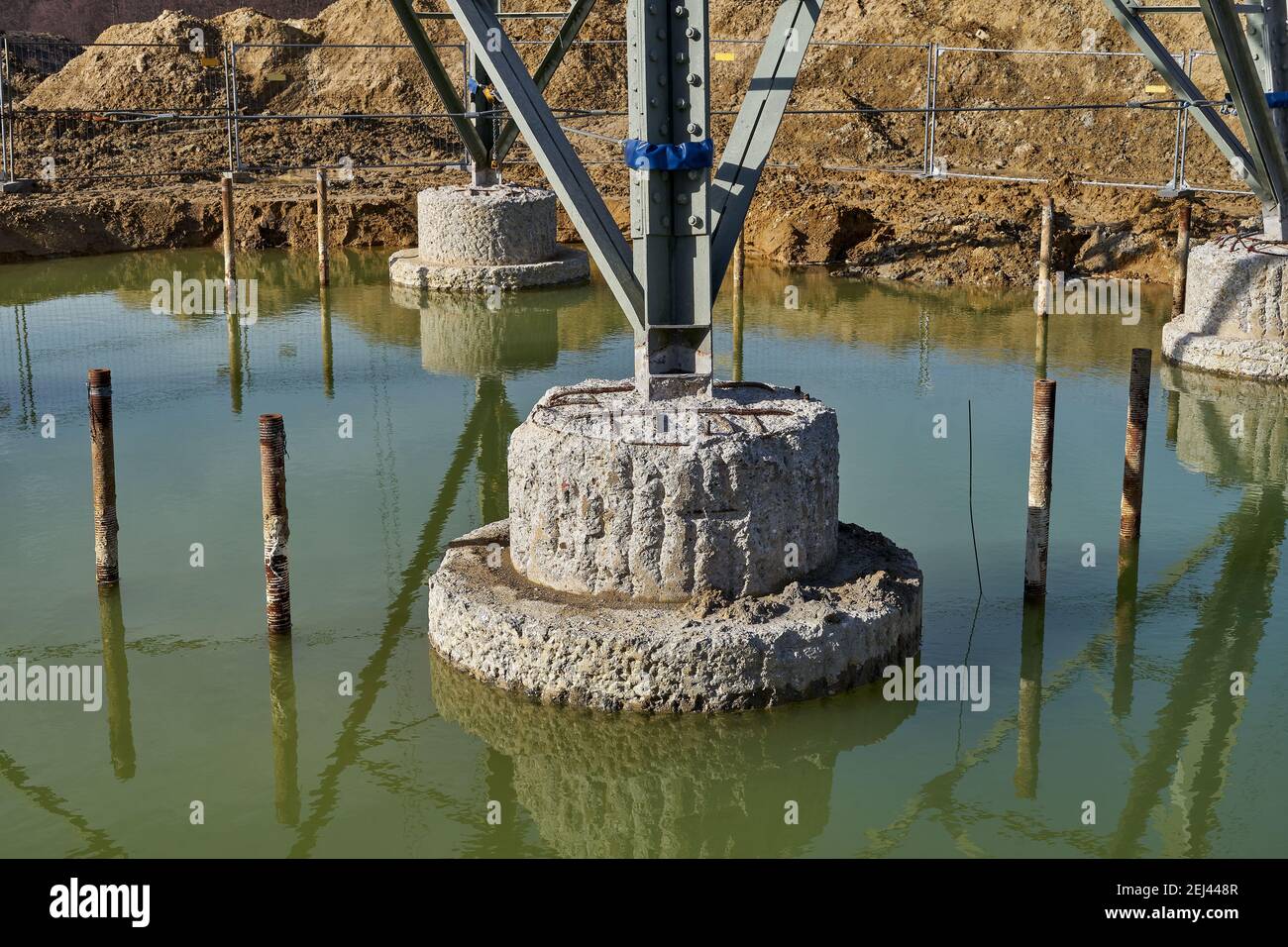 High voltage pylon, maintenance, foundation works, reinforcing Stock ...