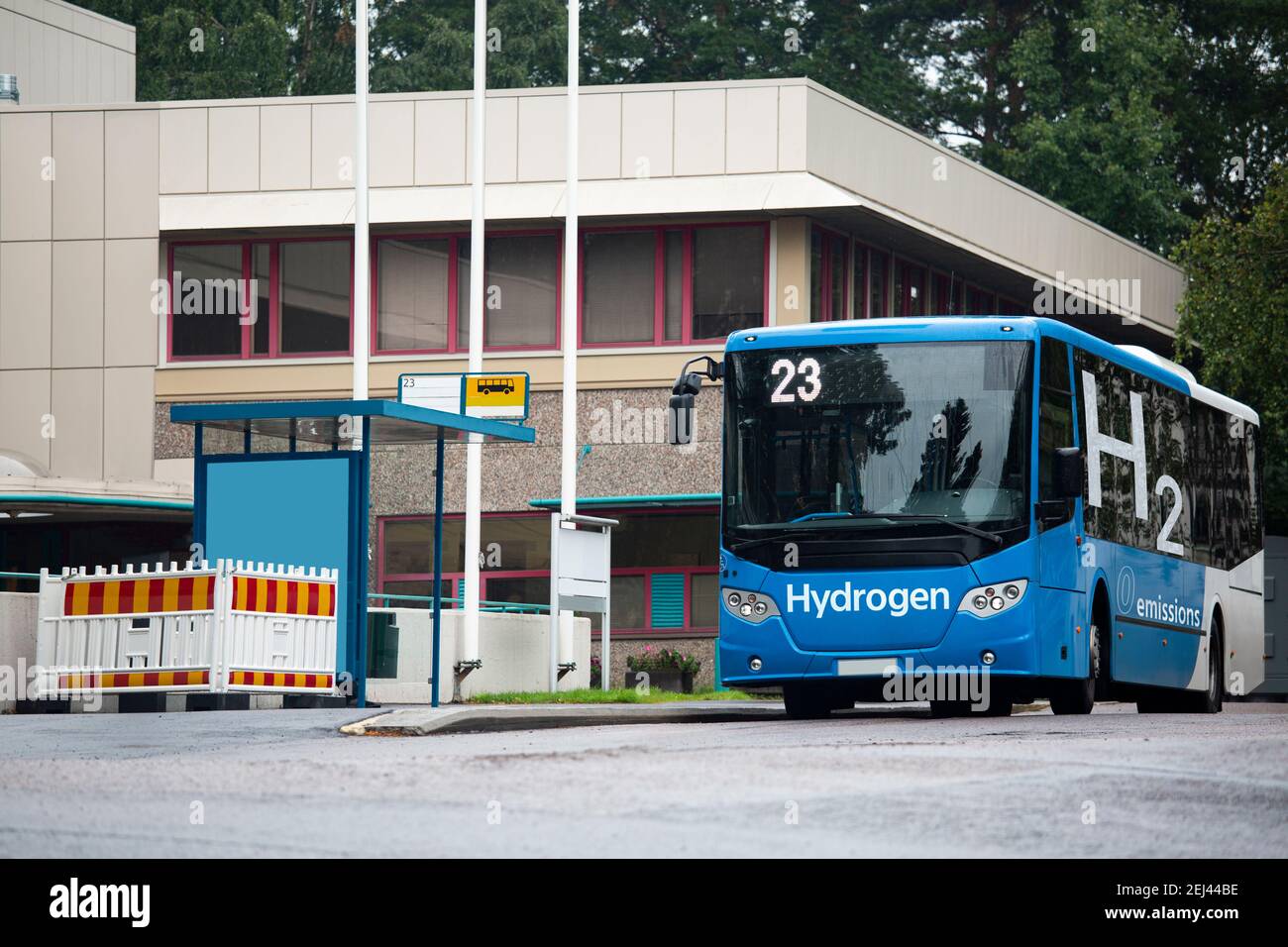 A hydrogen fuel cell buses stands at the bus station Stock Photo - Alamy