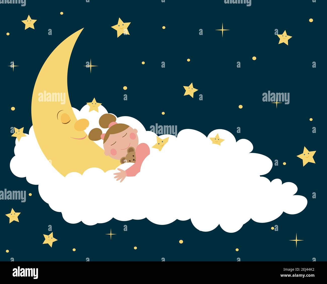Good Night Abstract Background Of Girl Sleeping In The Moon Cover