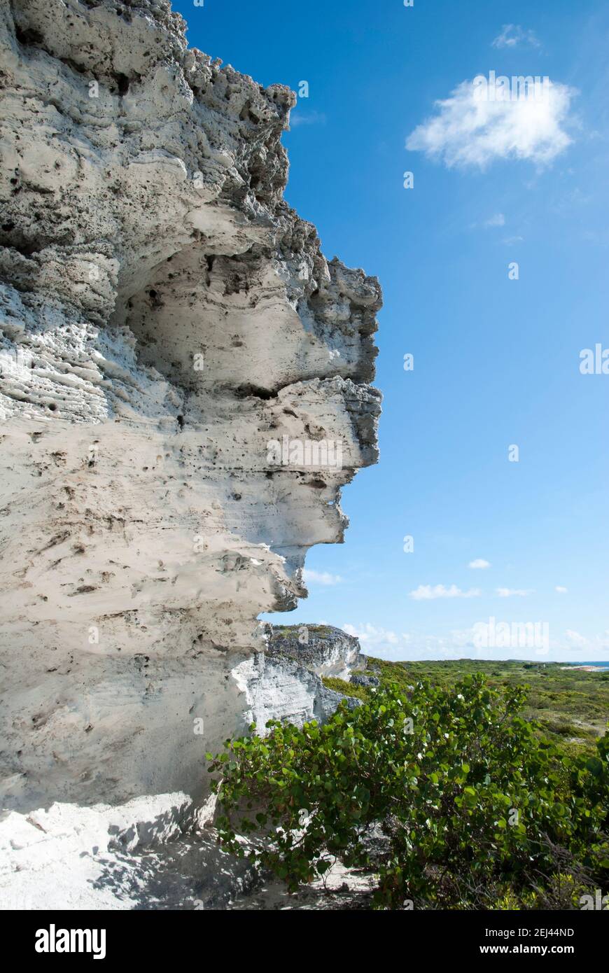 The eroded rock formation overlooking Grand Turk island coastline ...