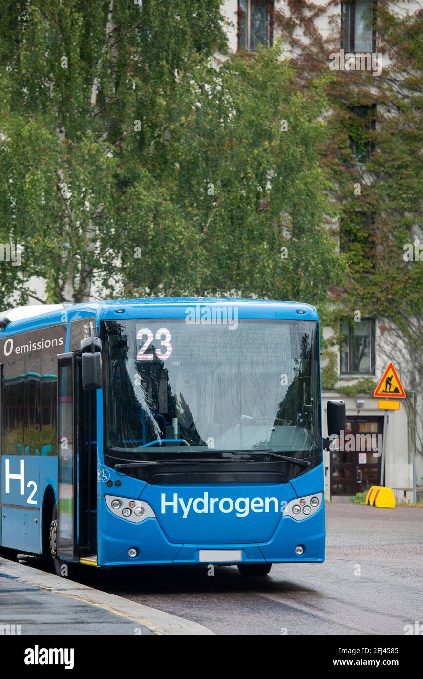 A hydrogen fuel cell buses stands at the bus station Stock Photo - Alamy