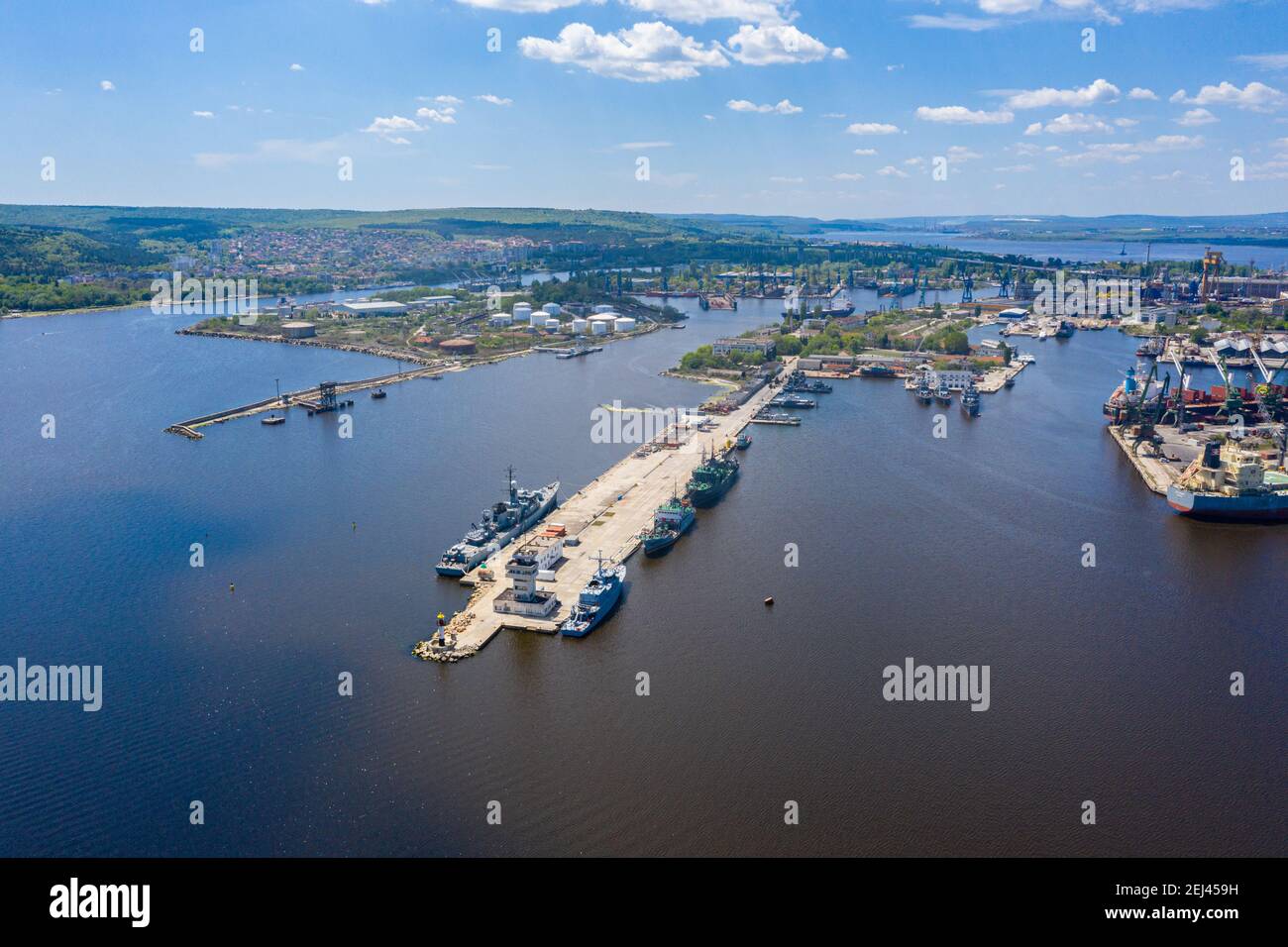 Aerial view of a breakwater in the port of Varna in Bulgaria Stock ...