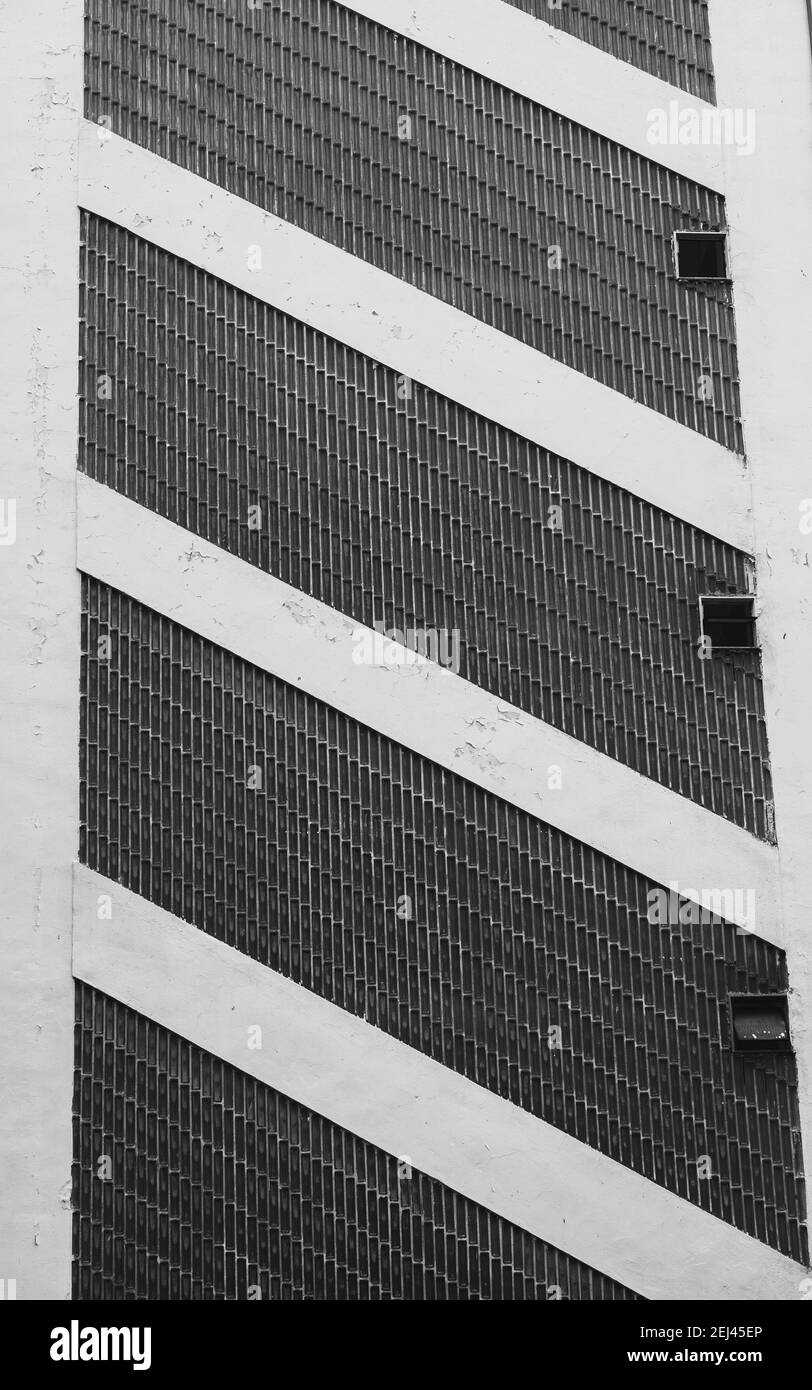 A view of Contrast and abstract black and white architecture, building ...