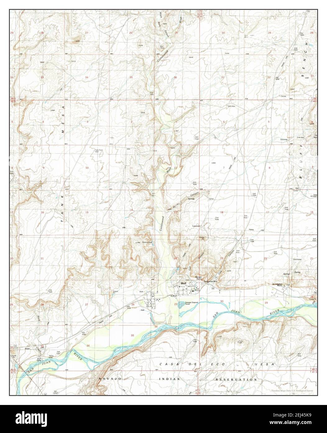 Bluff, Utah, map 1989, 1:24000, United States of America by Timeless ...