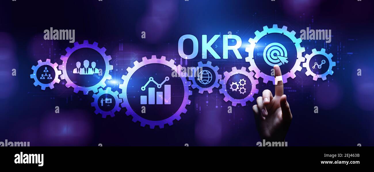 OKR Objective key result business finance concept on screen Stock Photo ...