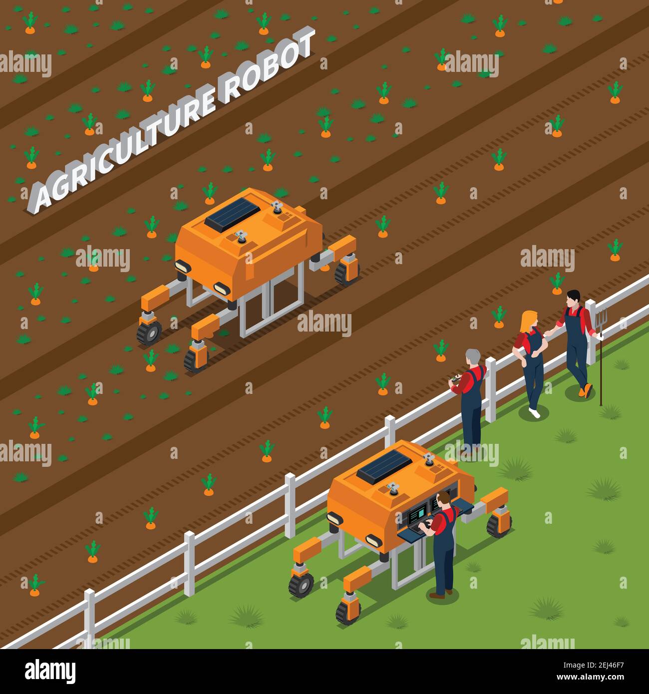 Isometric composition with remote agricultural robot during weeding ...