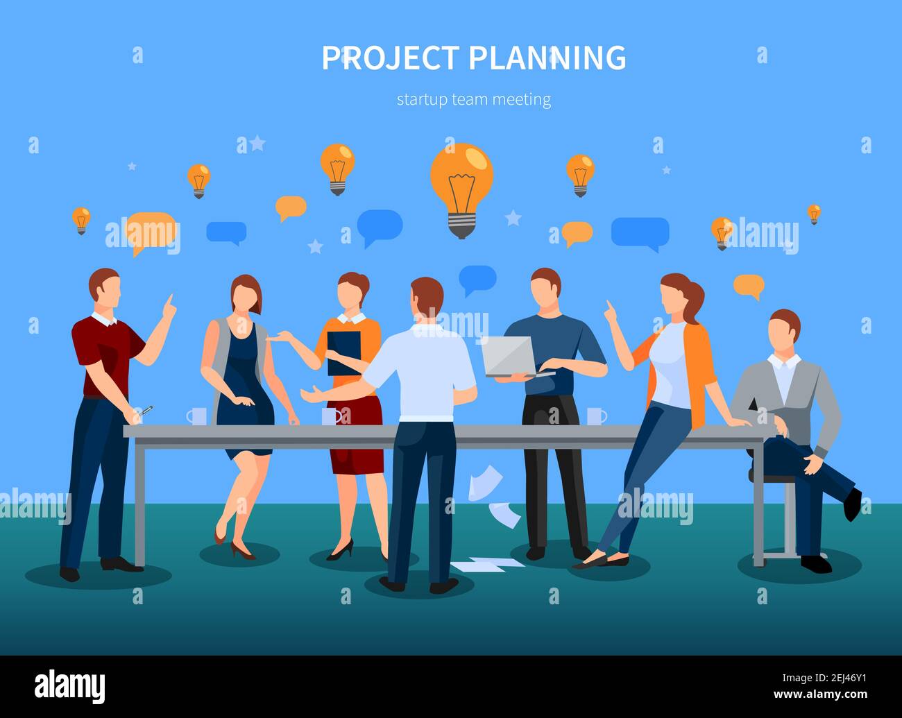 Project planning concept with startup conference meeting and ...