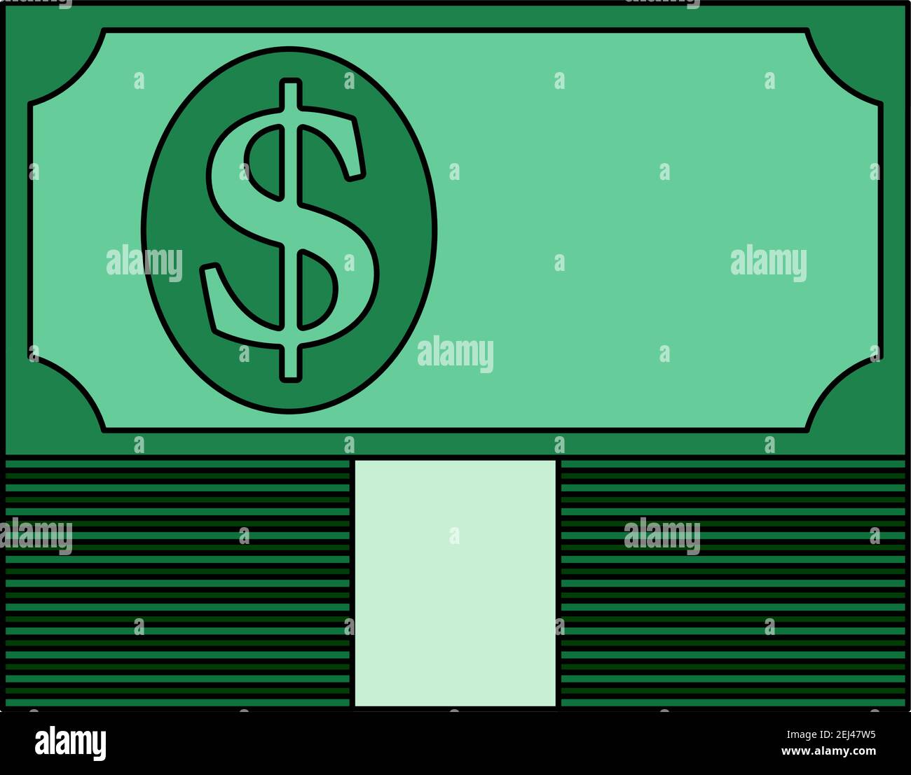 Banknote On Top Of Money Stack Icon. Editable Outline With Color Fill ...
