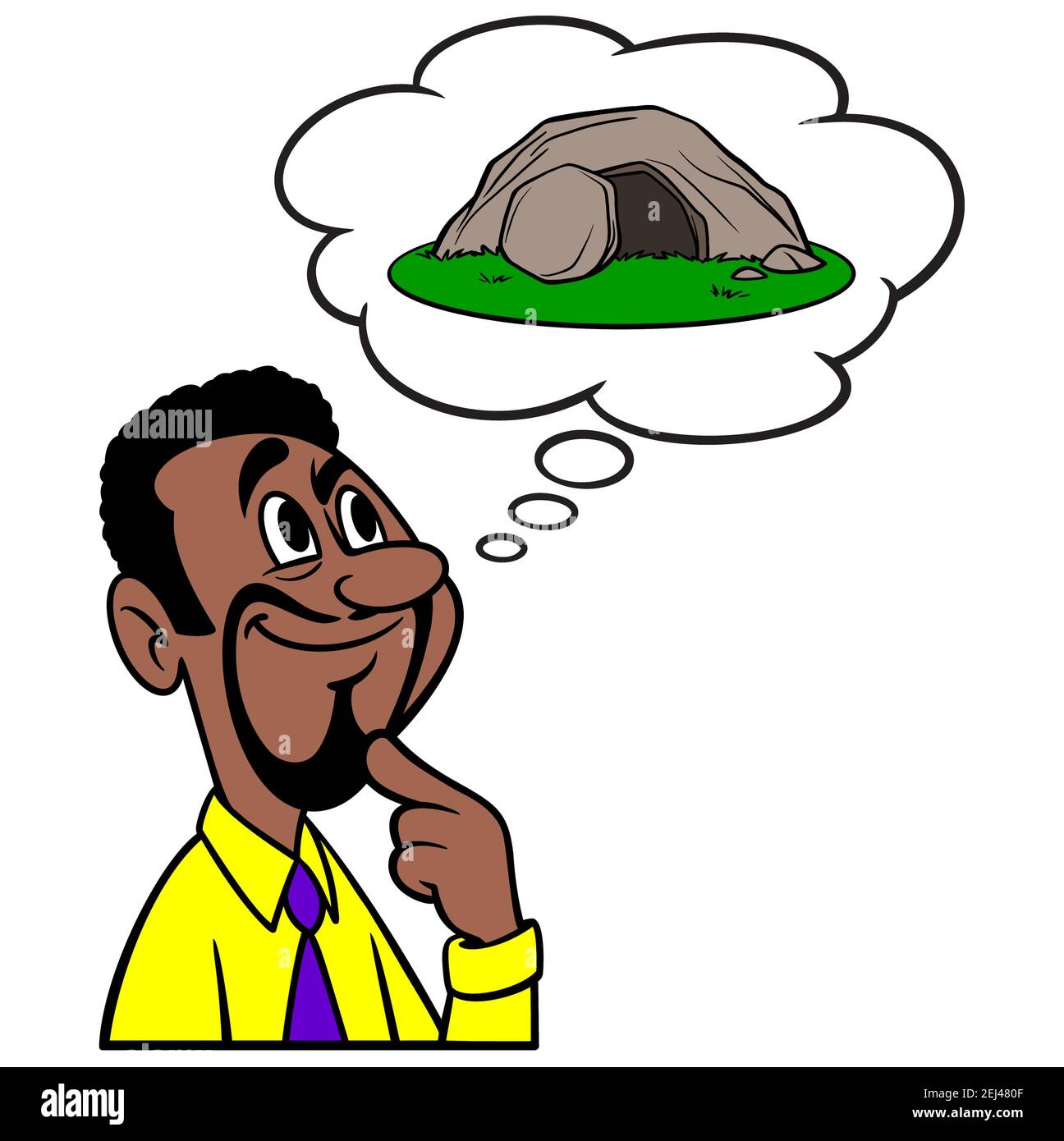 Man thinking about Resurrection of Christ - A cartoon illustration of a ...