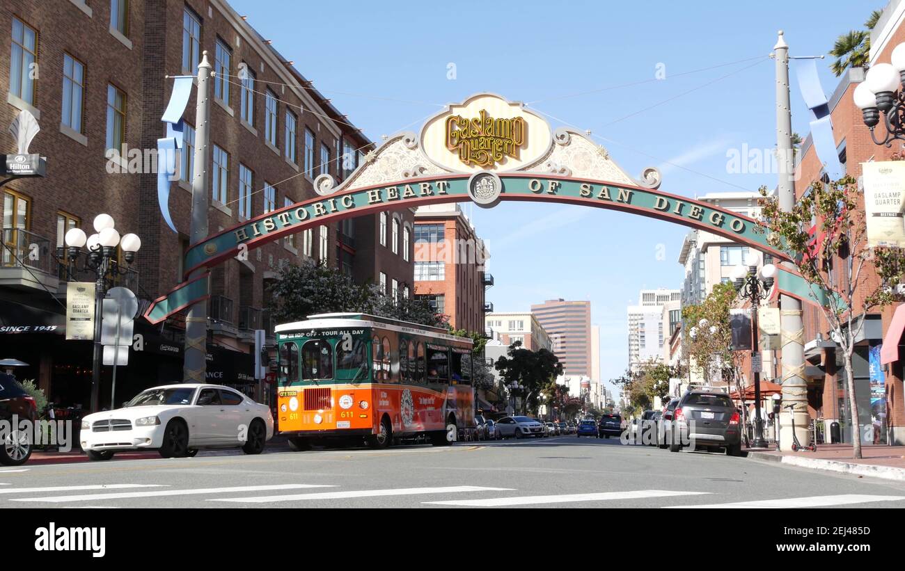 SAN DIEGO, CALIFORNIA USA - 13 FEB 2020: Gaslamp Quarter historic ...