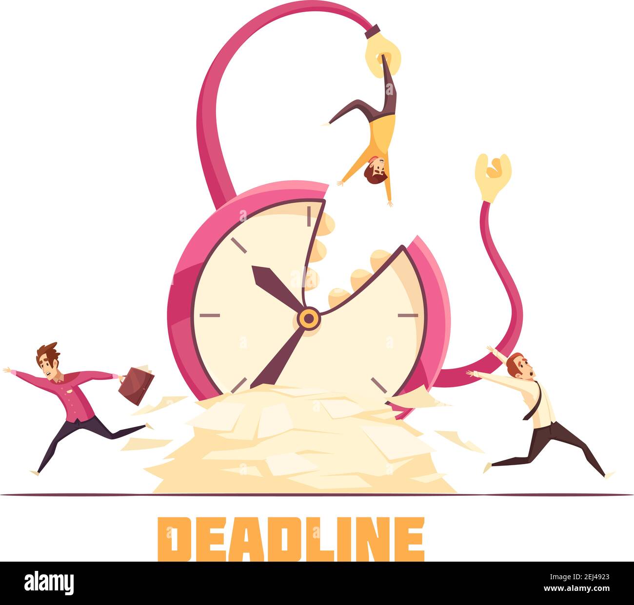 Deadline disaster warning cartoon composition poster with hanging from ...