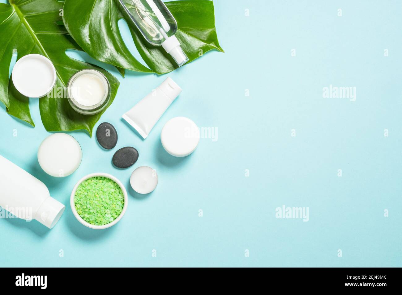 Natural cosmetic products at color background Stock Photo - Alamy