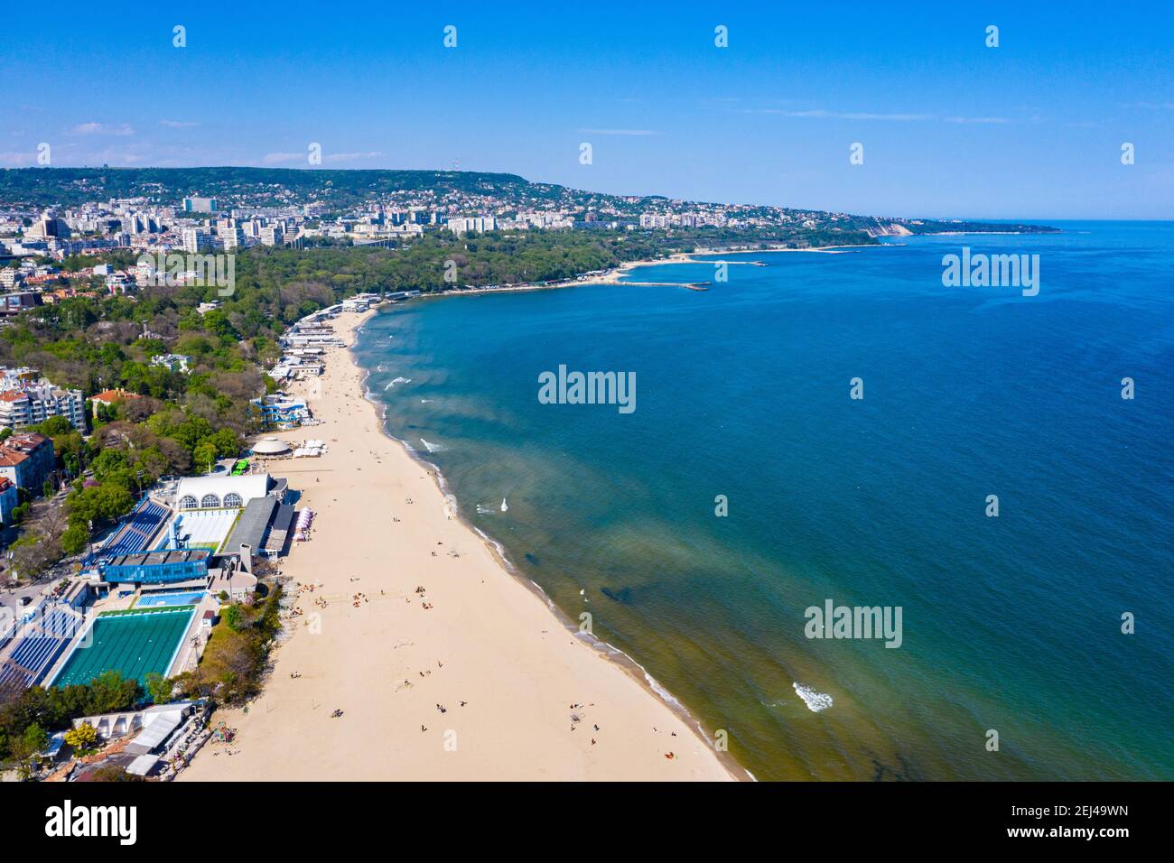 Aerial view of the central beach of the bulgarian town Varna Stock ...