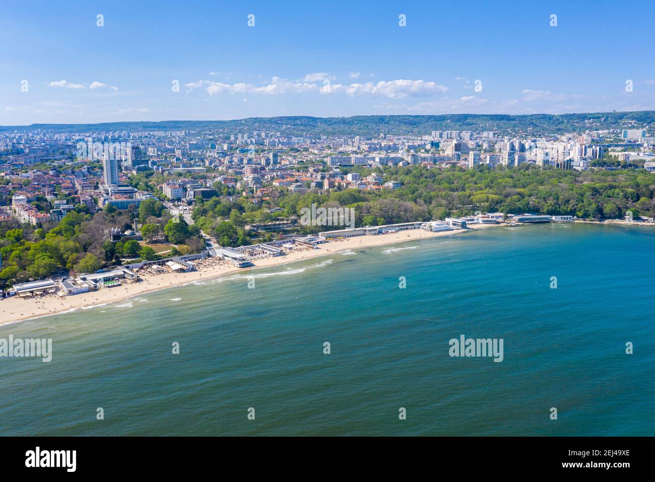 Aerial view of the central beach of the bulgarian town Varna Stock ...