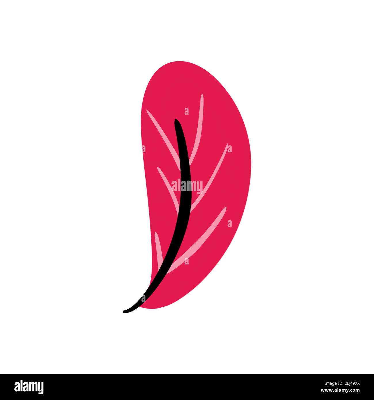 Modern leaf design, illustration in flat style of red leaves, white ...