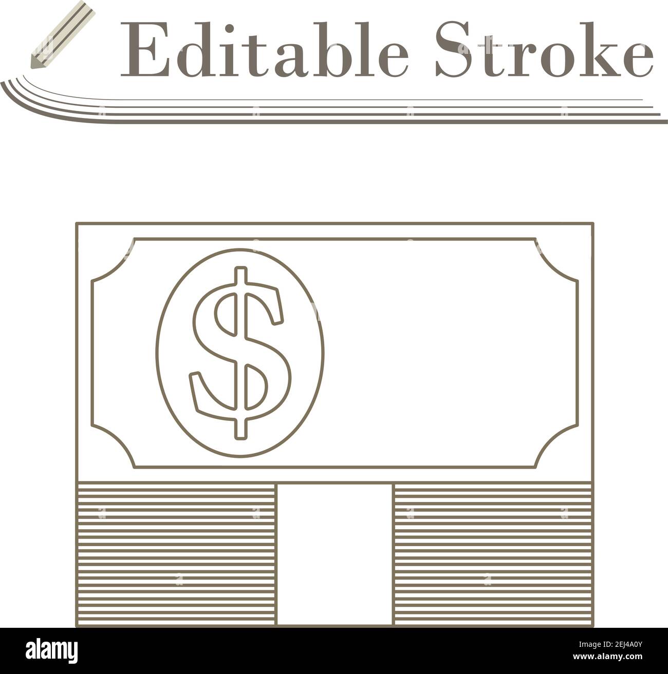 Banknote On Top Of Money Stack Icon. Editable Stroke Simple Design ...