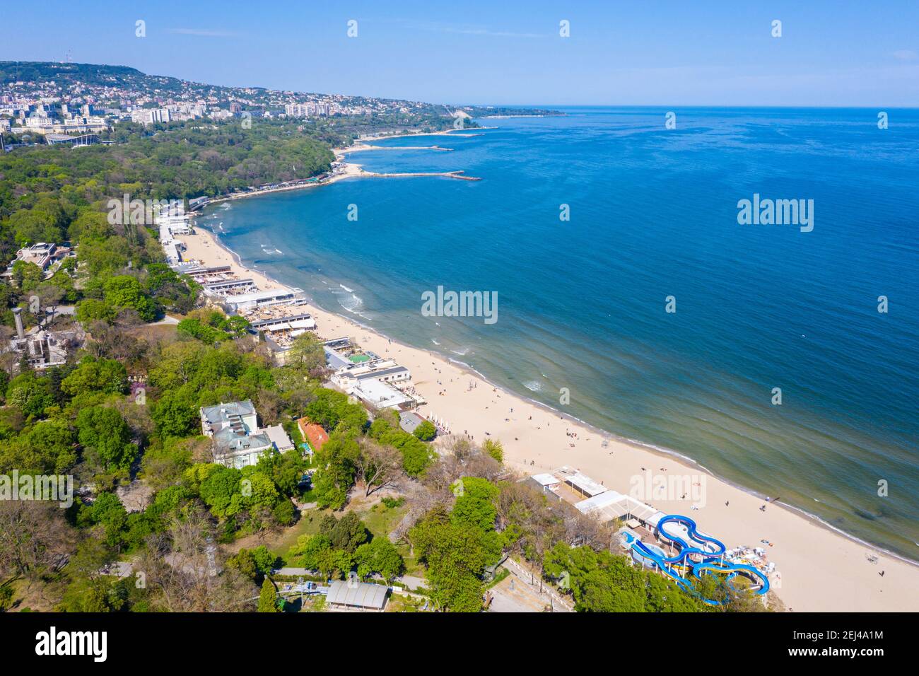 Aerial view of the central beach of the bulgarian town Varna Stock ...