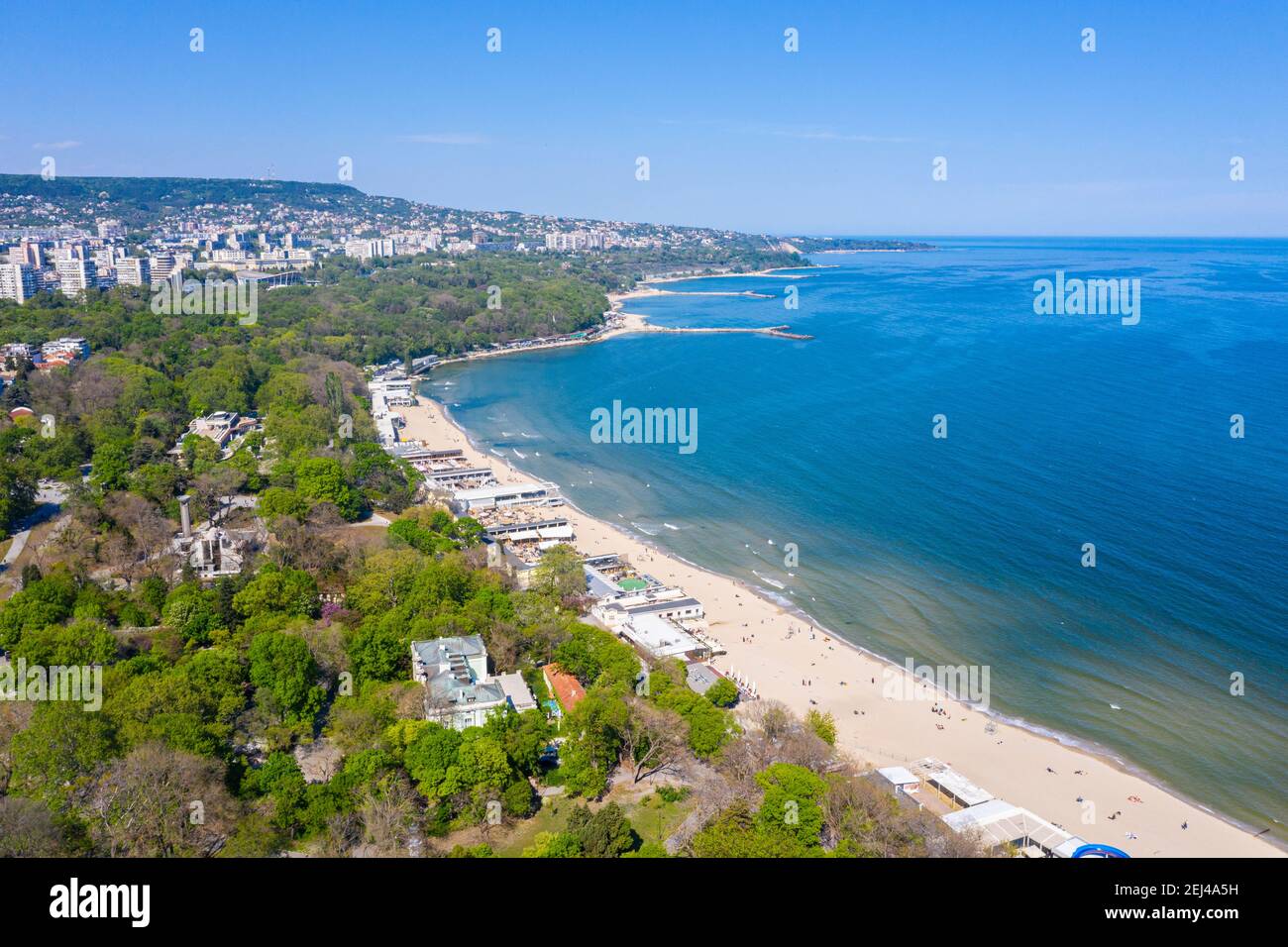 Aerial view of the central beach of the bulgarian town Varna Stock ...