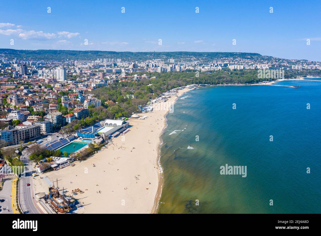Aerial view of the central beach of the bulgarian town Varna Stock ...