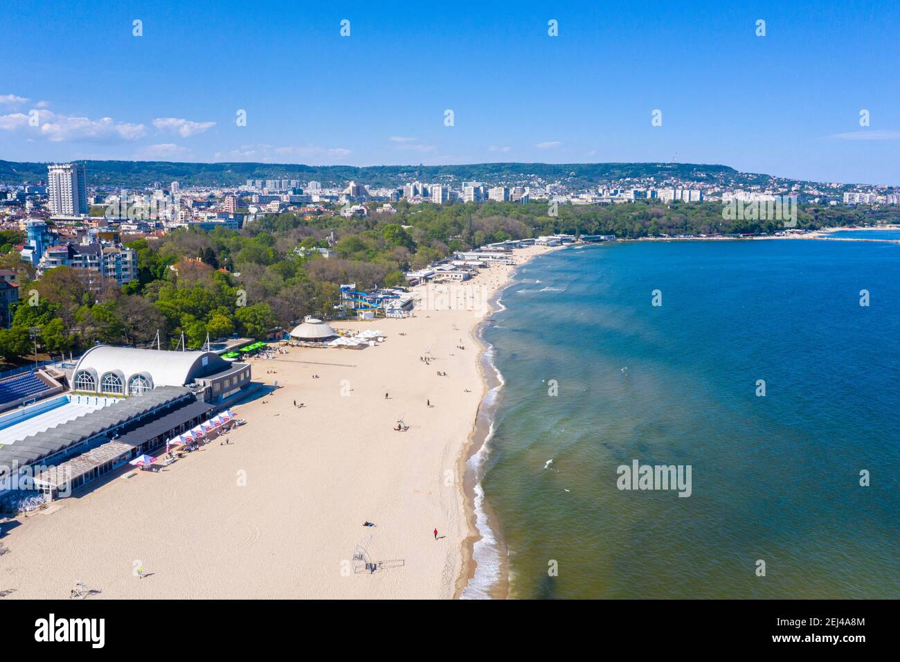 Aerial view of the central beach of the bulgarian town Varna Stock ...