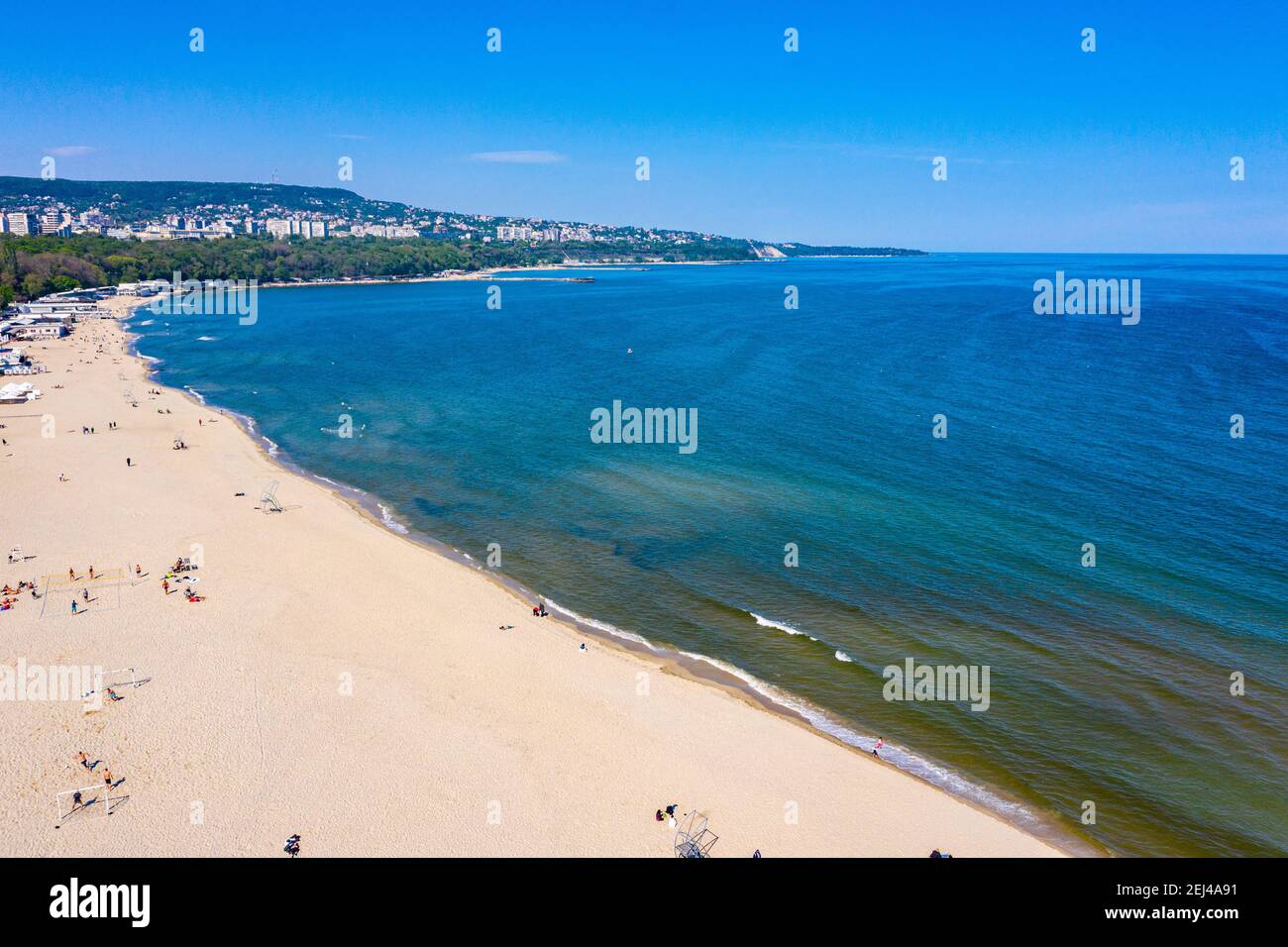 Aerial view of the central beach of the bulgarian town Varna Stock ...