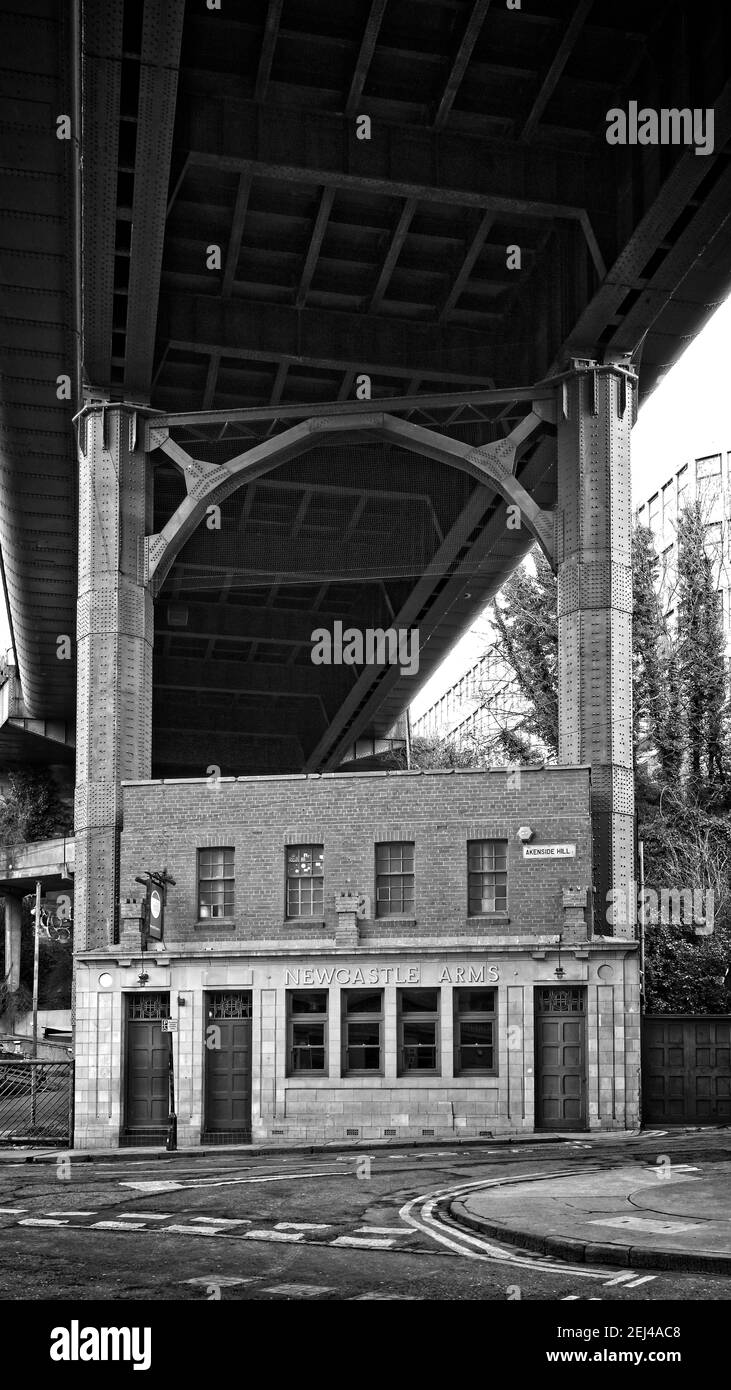 The Newcastle Arms public house is built directly beneath the iconic ...