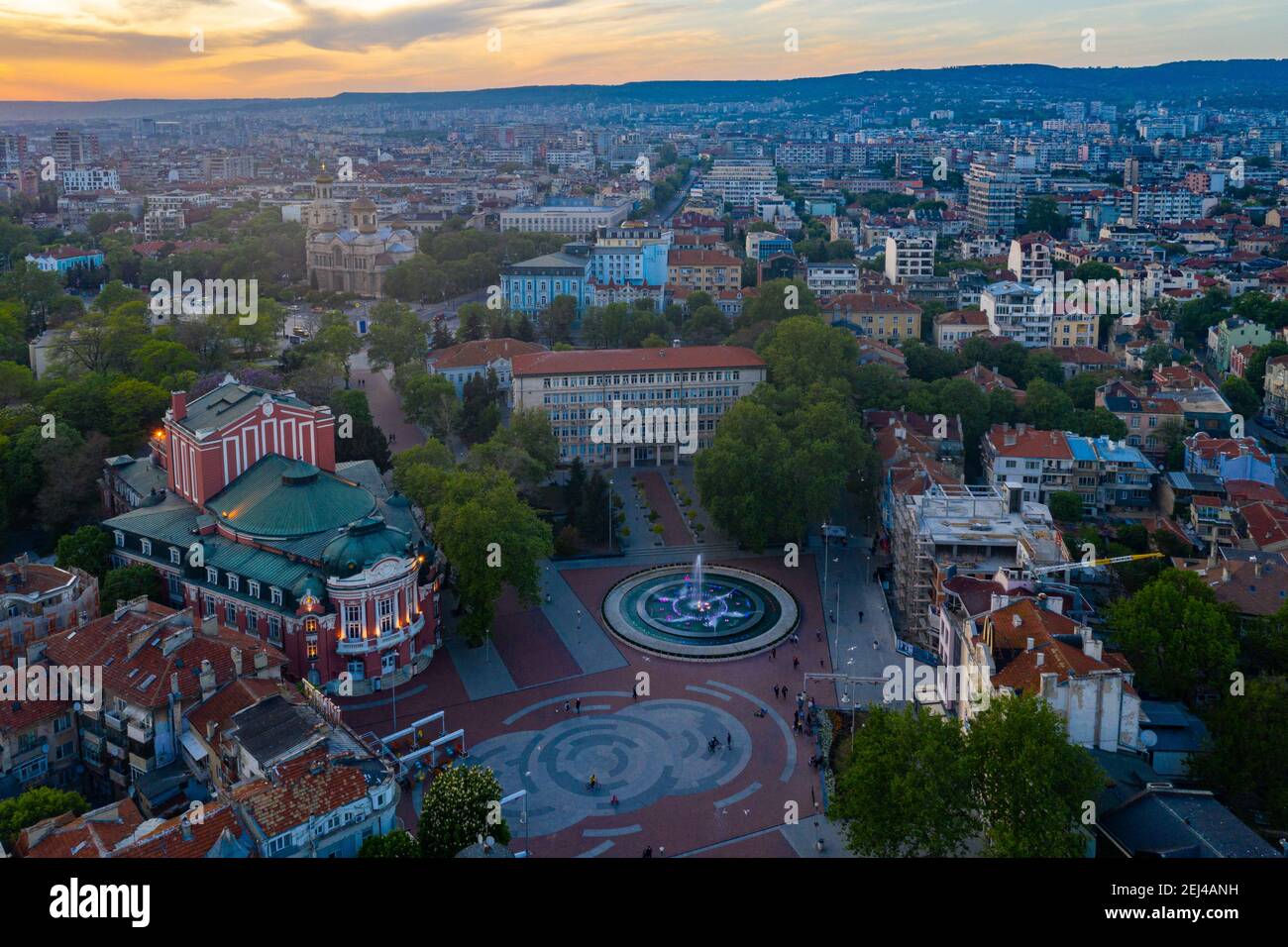 Aerial view of the Independence square in Varna, Bulgaria Stock Photo ...