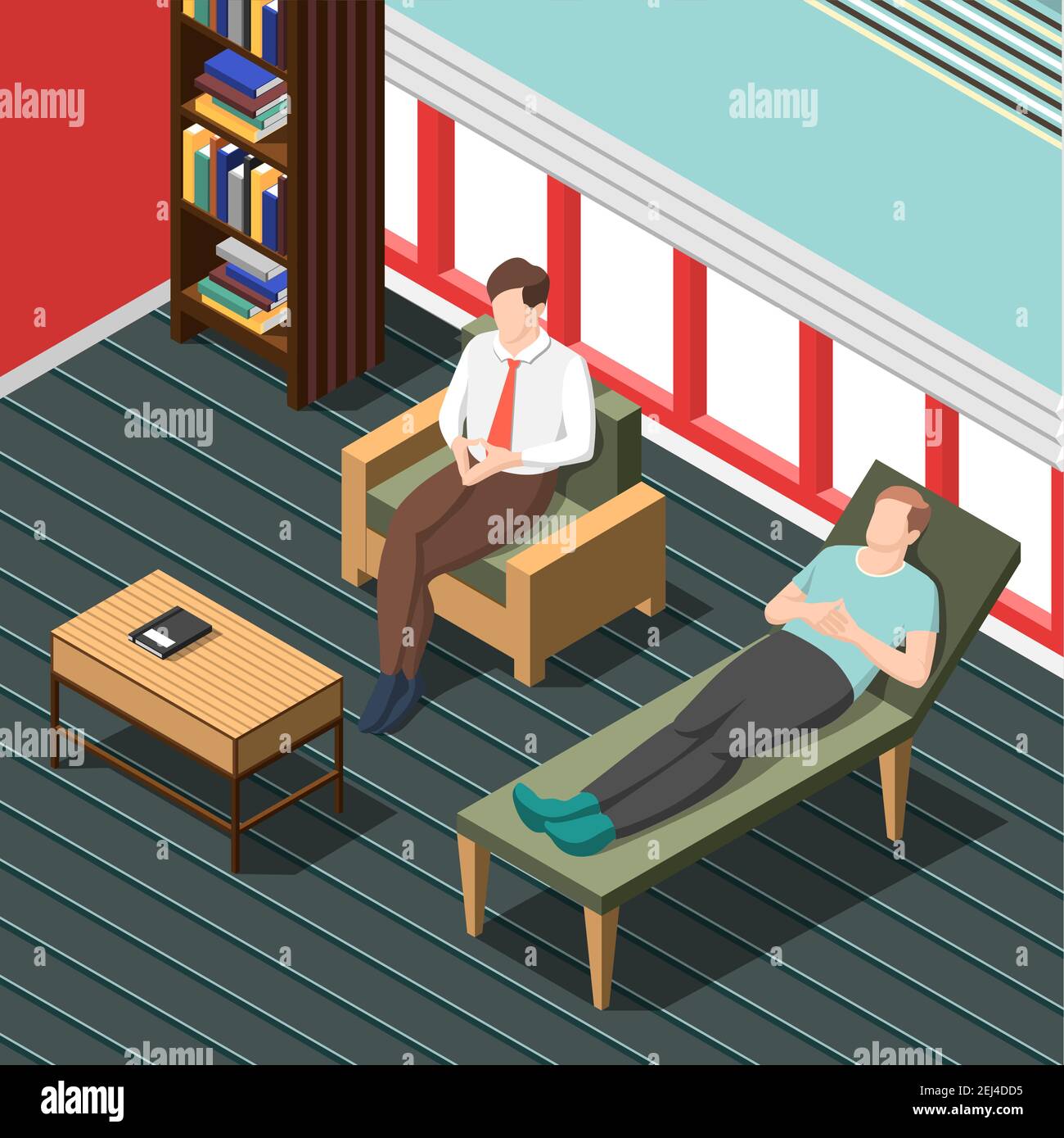 Psychotherapy counseling isometric background with doctor talking with ...