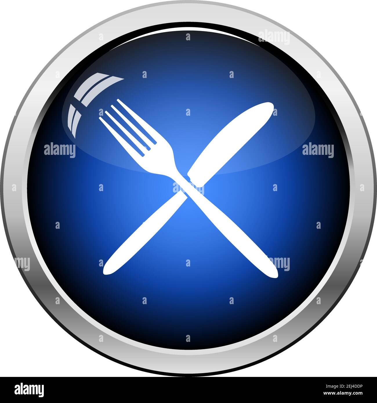 Fork And Knife Icon. Glossy Button Design. Vector Illustration Stock ...