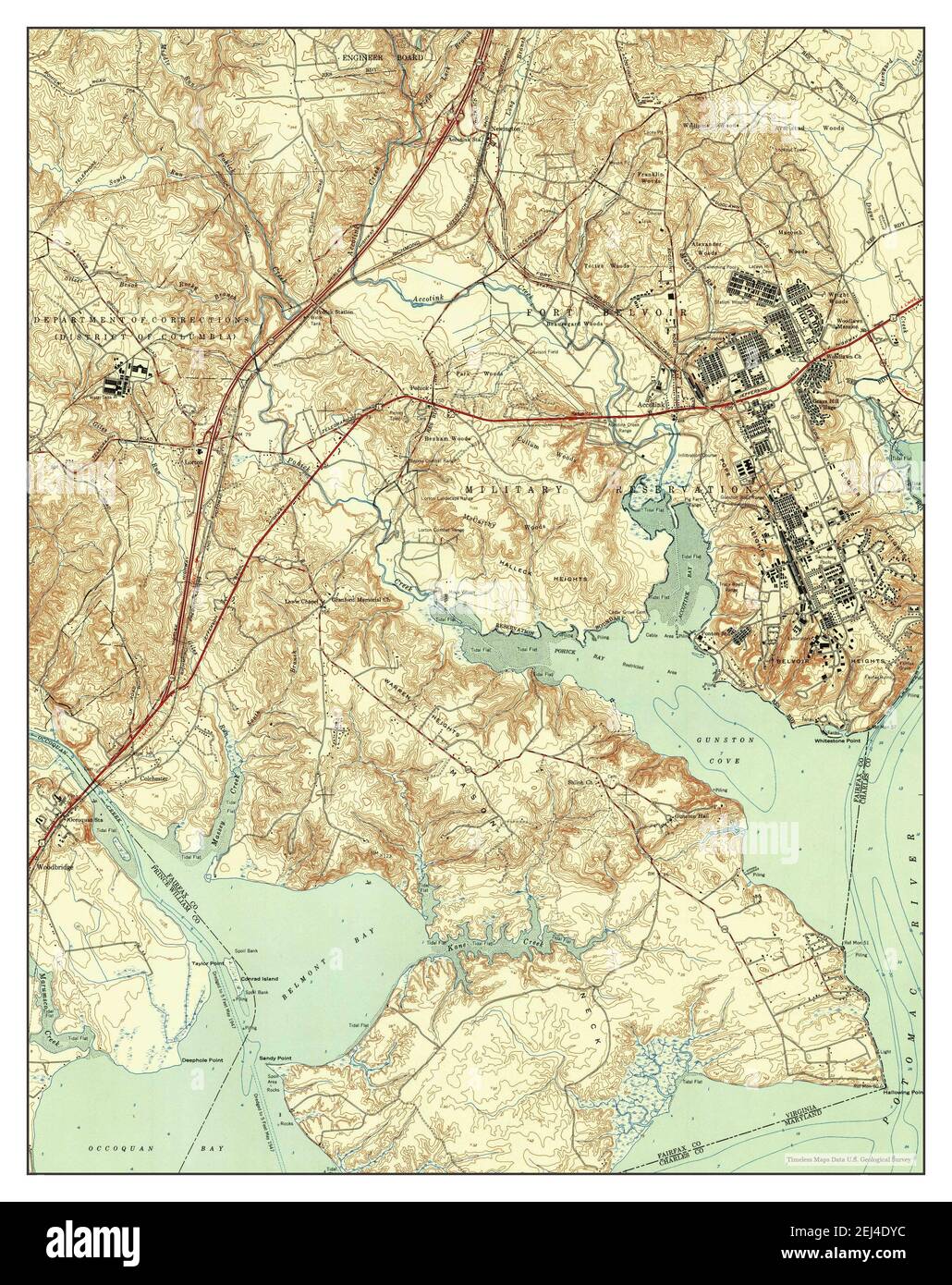 Belvoir, Virginia, map 1951, 1:24000, United States of America by ...
