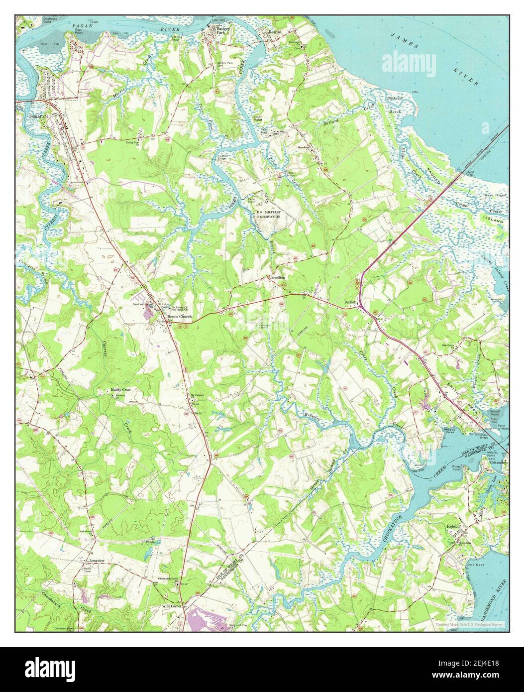 Benns Church, Virginia, map 1965, 1:24000, United States of America by ...