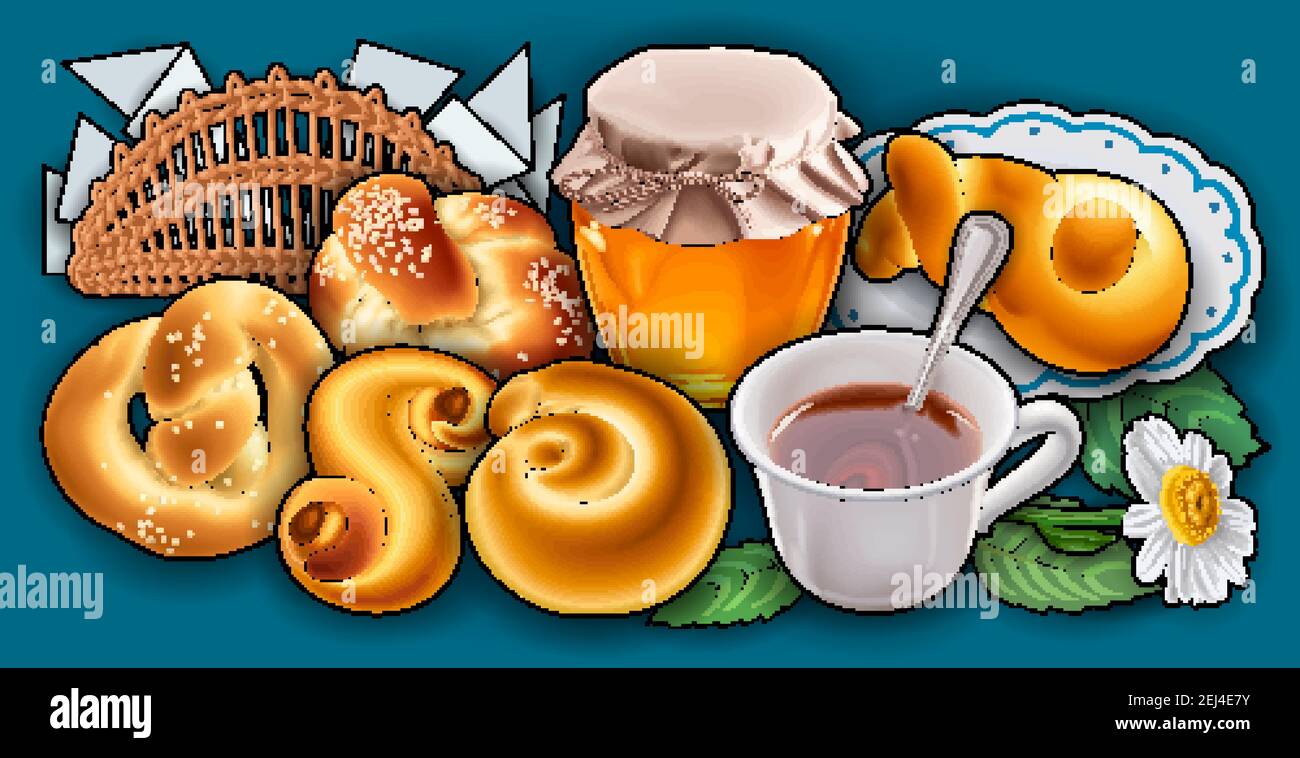 Tea and buns Stock Vector Images - Alamy