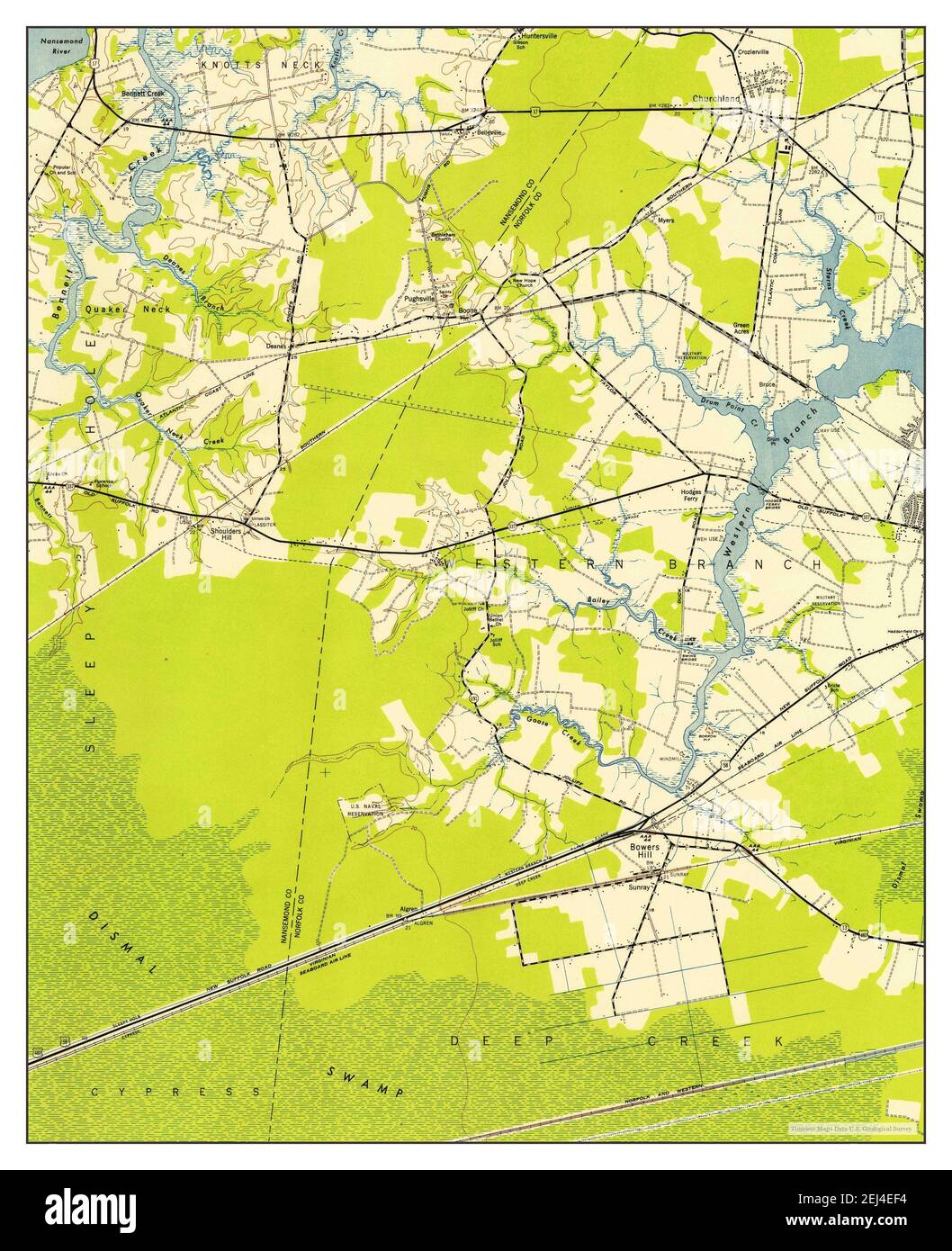 Bowers Hill, Virginia, map 1952, 1:24000, United States of America by ...