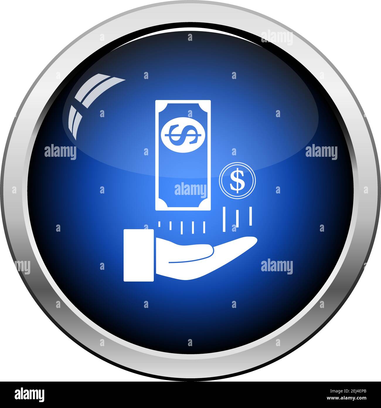 Cash Back To Hand Icon. Glossy Button Design. Vector Illustration Stock ...