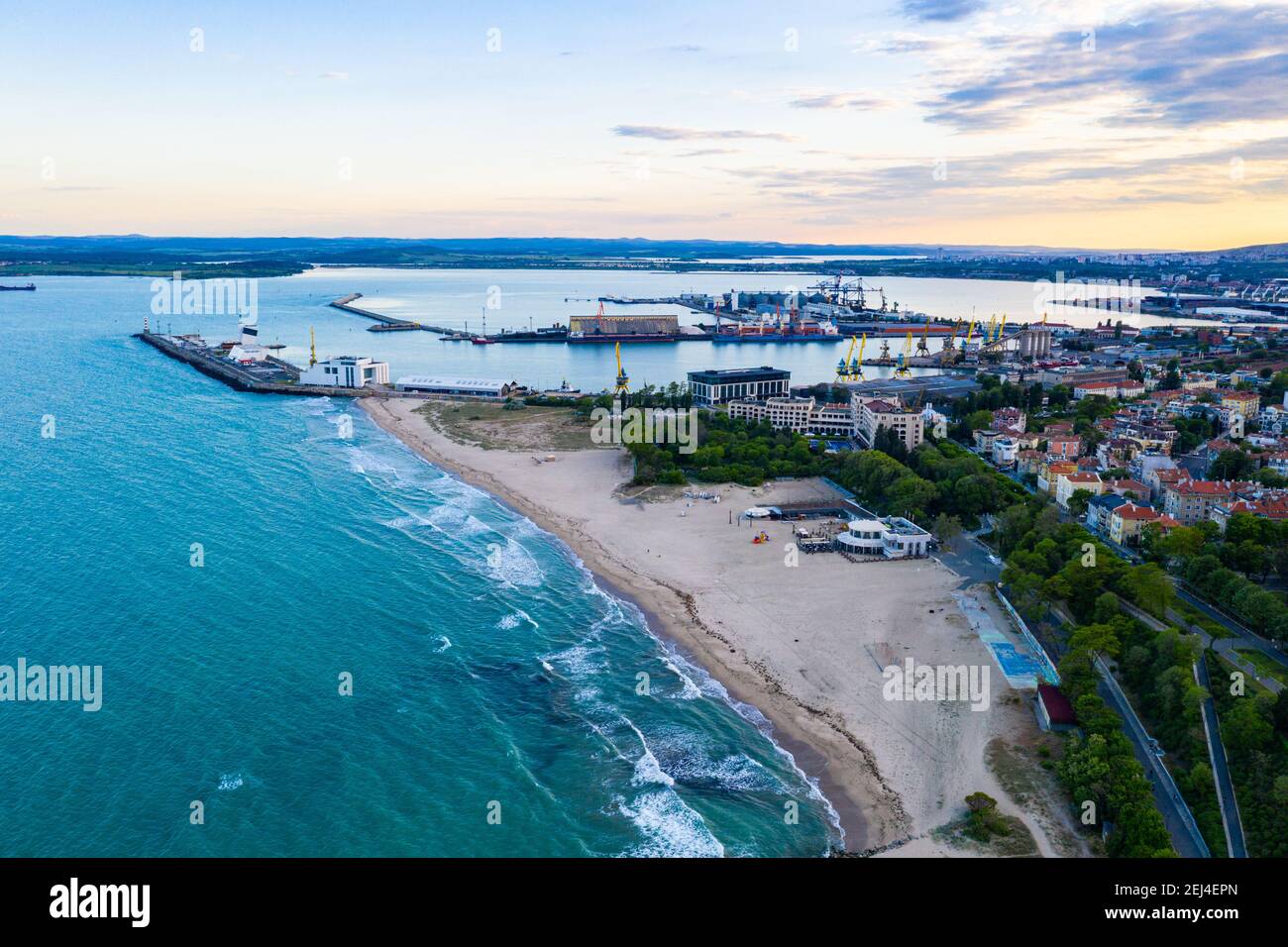 Aerial view of the port of Bourgas in Bulgaria Stock Photo - Alamy