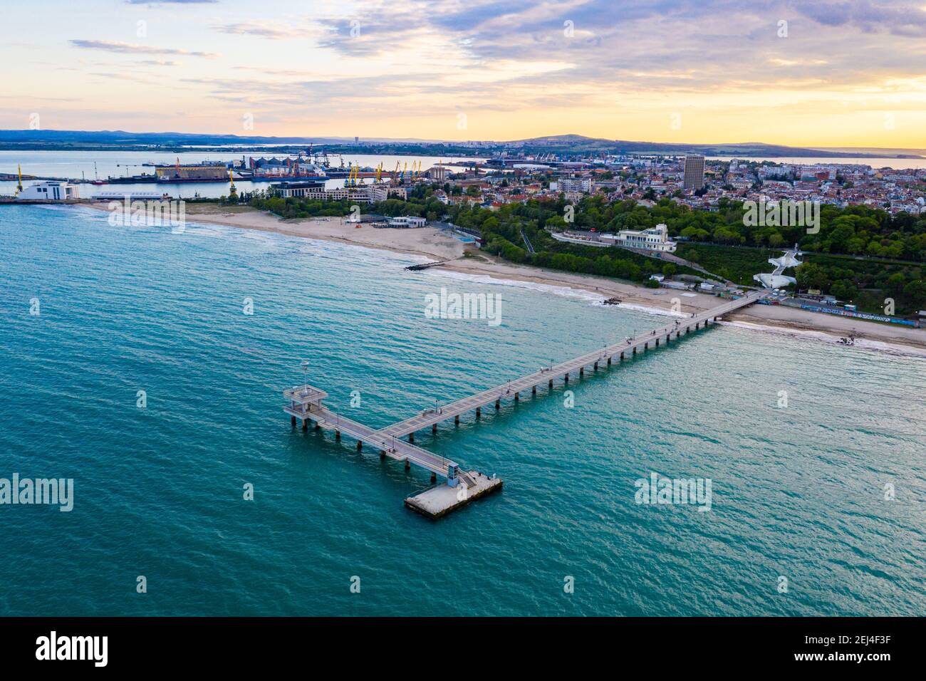 Aerial view of the pier of Burgas in Bulgaria Stock Photo - Alamy