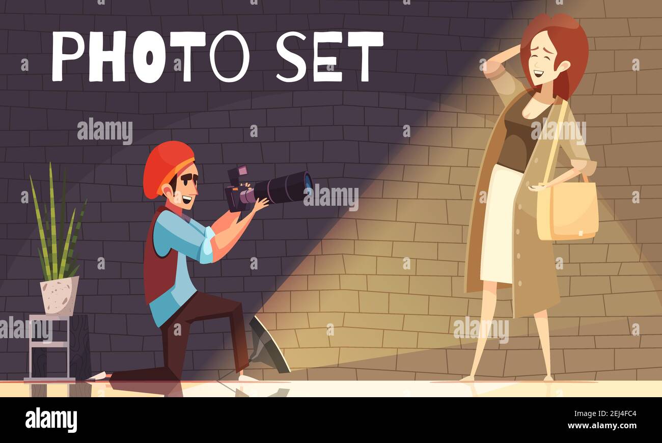 Photographer composition with indoor photographic studio interior and ...