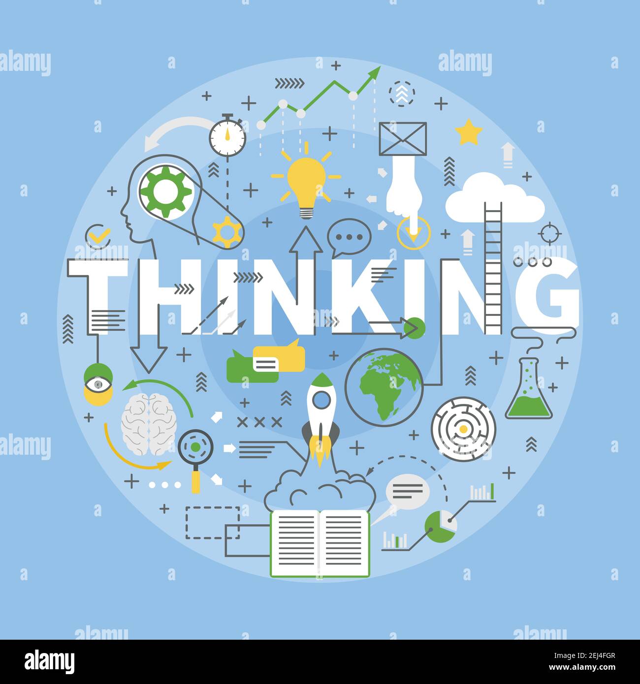 Mental concept symbols spherical composition of feeling thoughts ideas ...