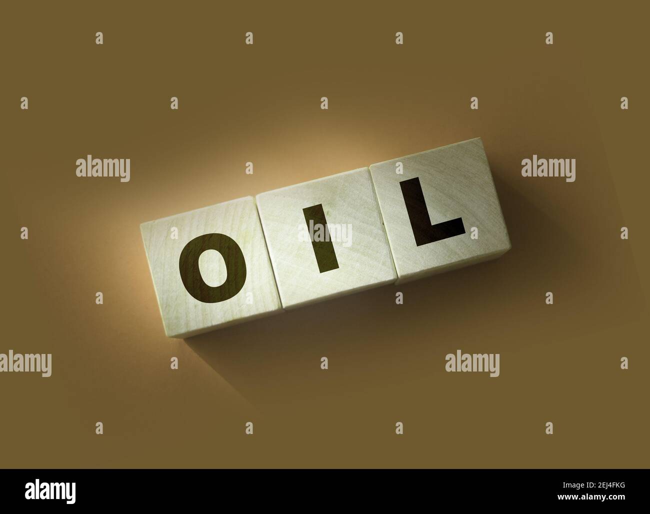 word OIL on cube blocks on red. World Economics business concept Stock ...