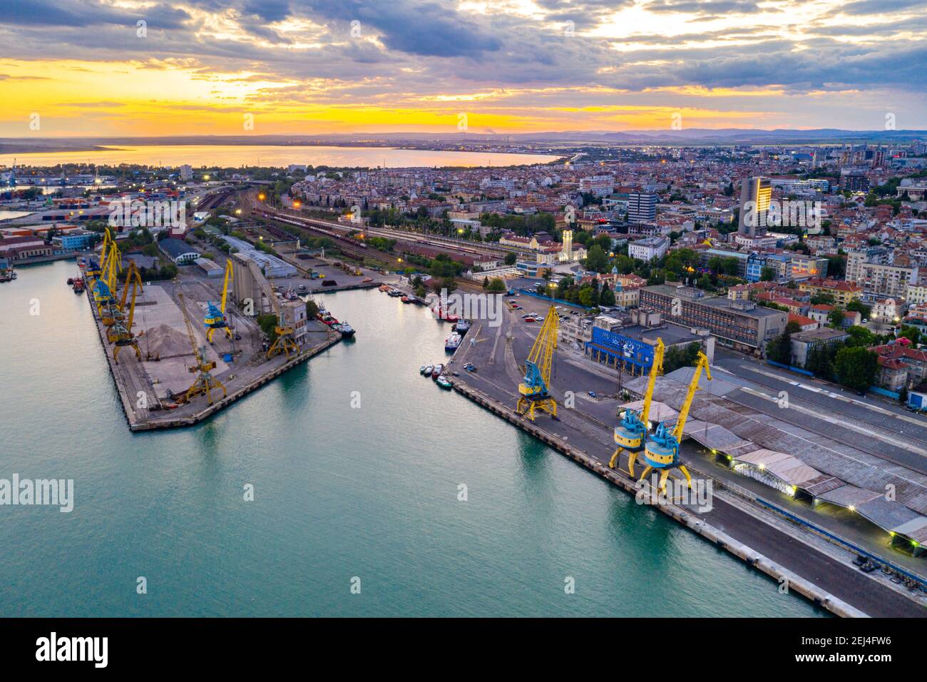 Aerial view of the port of Bourgas in Bulgaria Stock Photo - Alamy